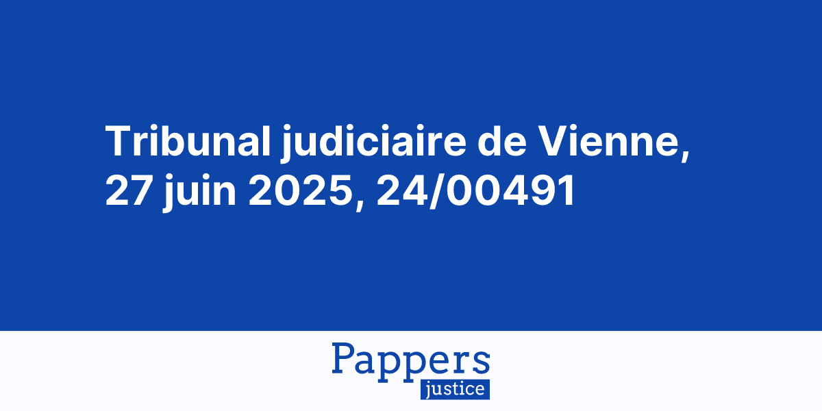 Tribunal judiciaire de Vienne, 27 juin 2025, 24/00491